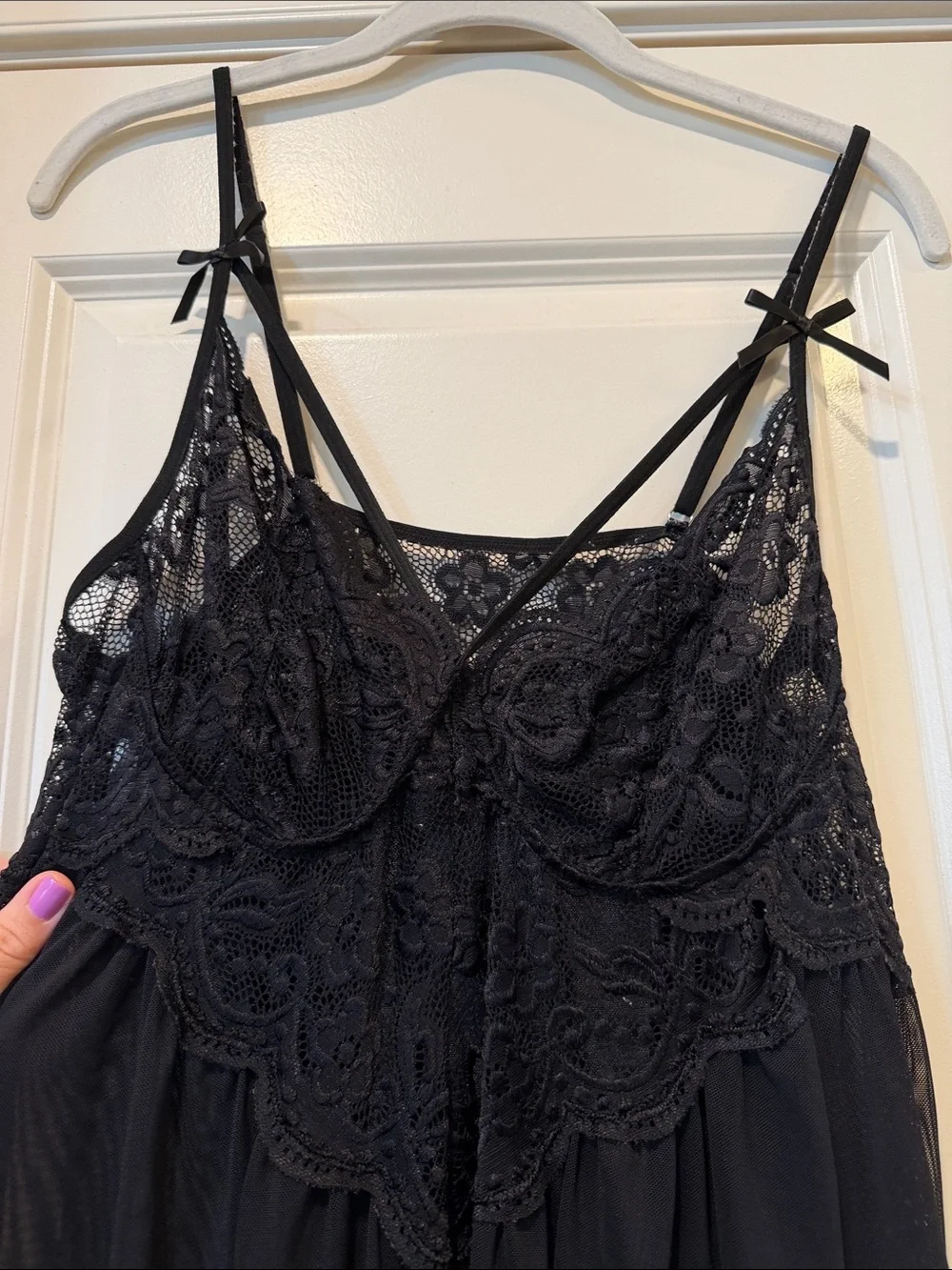 Unbranded | Intimates & Sleepwear | Black Sheer Slip Dress With Lace ...